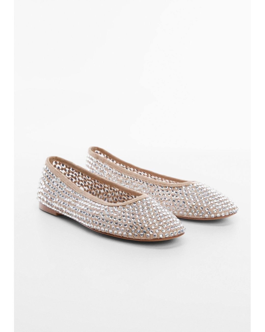 Mango Rhinestone Ballerinas in White | Lyst UK