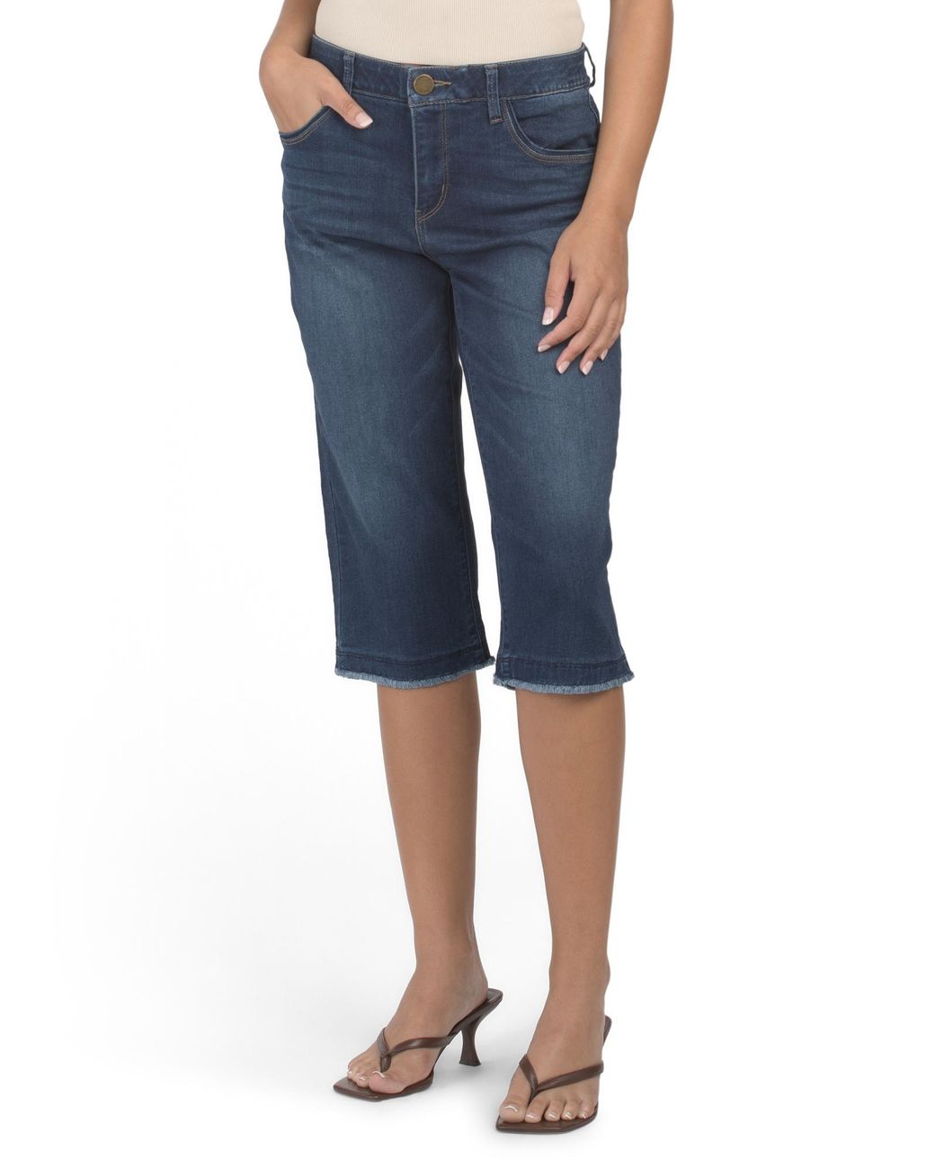 Marshalls Ab Solution Skimmer Capris With Frayed Hem For in Blue | Lyst