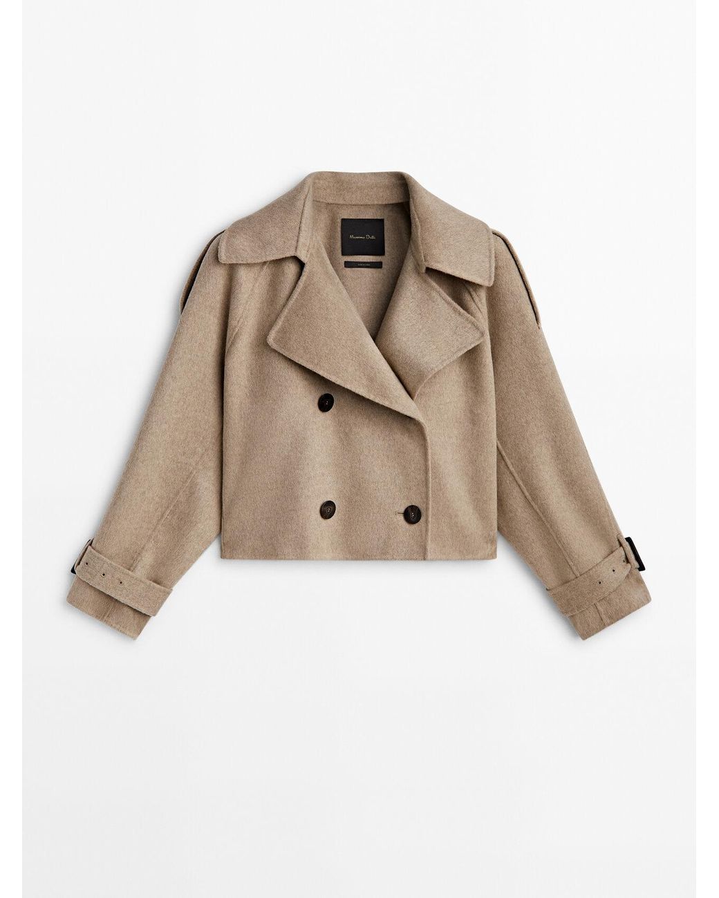 MASSIMO DUTTI Cropped Wool Blend Trench Coat in Natural | Lyst MASSIMO DUTTI Cropped Wool Blend Trench Coat in Natural | Lyst
