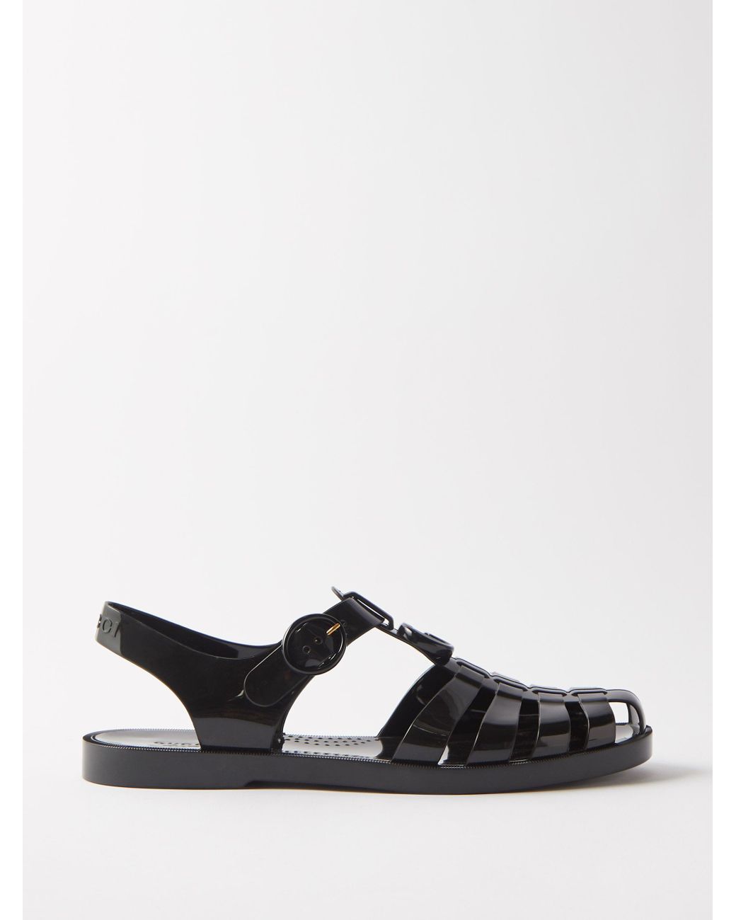 Gucci Caged Rubber Sandals in Black for Men | Lyst