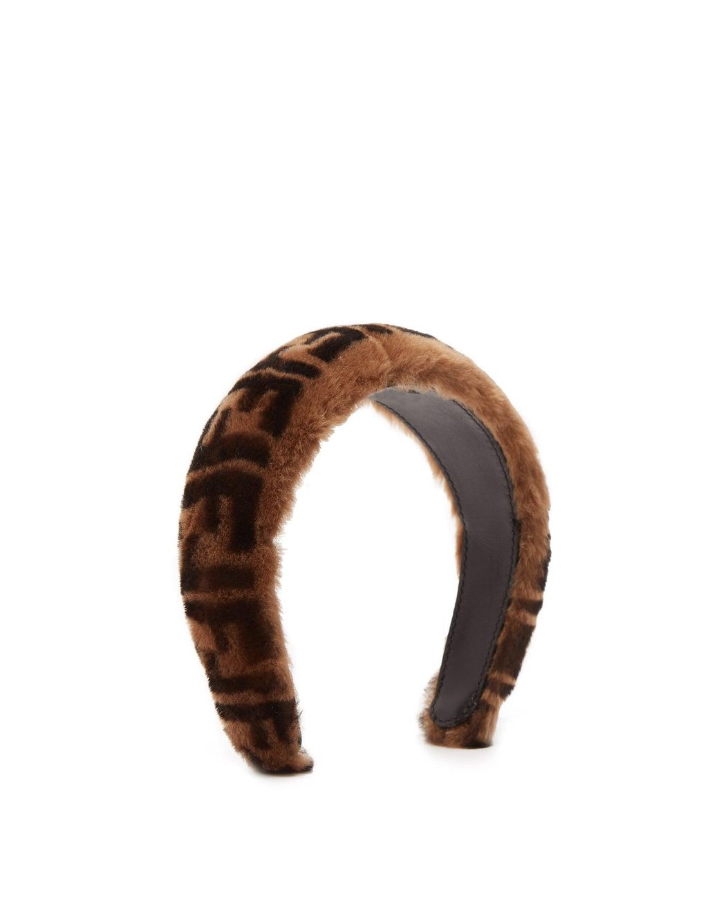 Fendi Ff-logo Shearling Headband in Brown | Lyst