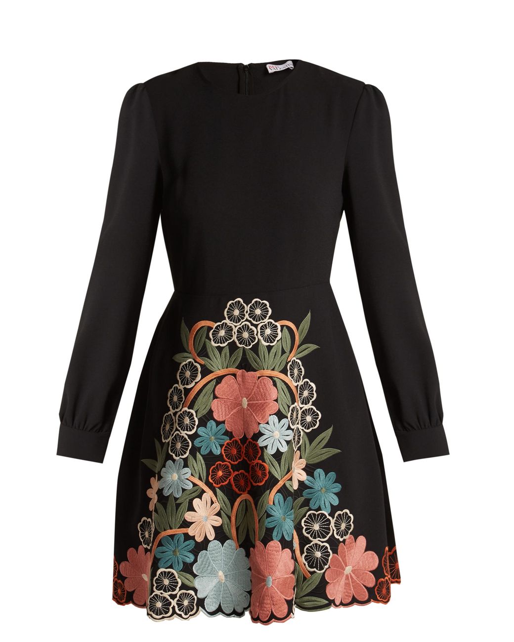 Red Valentino Floral Macramé Embroidered Crepe Dress In Black Lyst