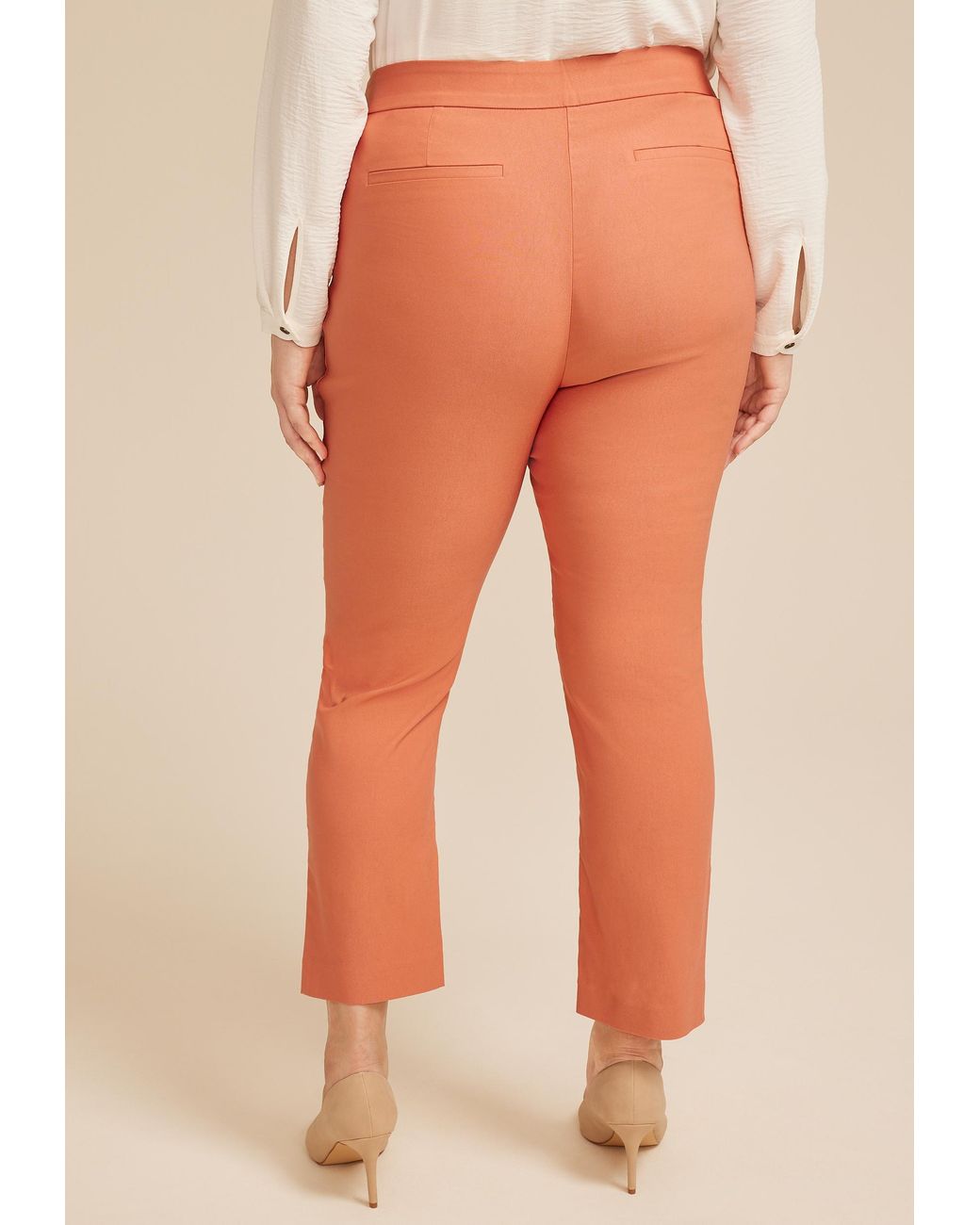maurices Plus Size Bengaline High Rise Sateen Tab Pocket Slim Straight ...
