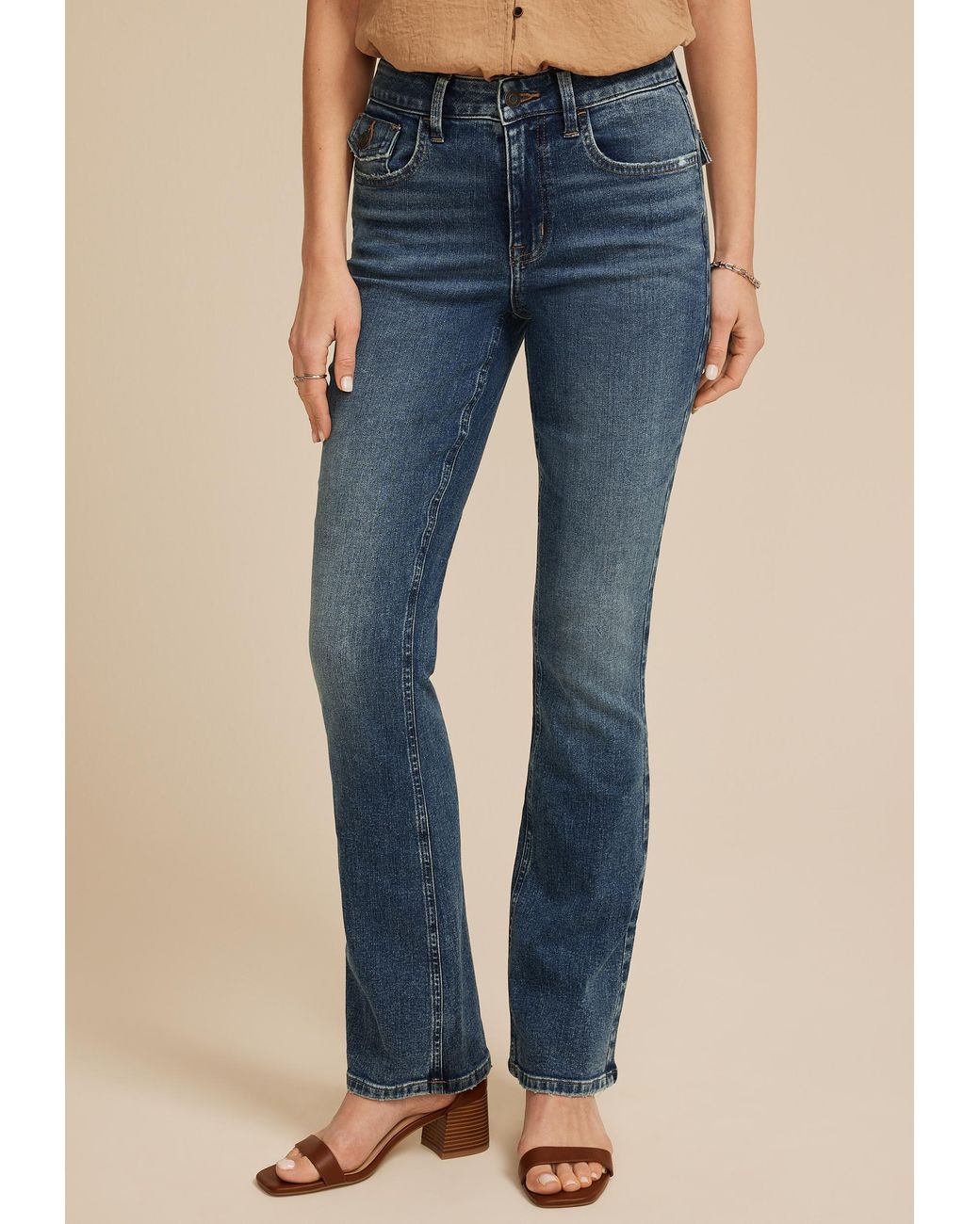 maurices Jeans Dark High Rise Flap Back Pocket Bootcut Jean Denim in ...
