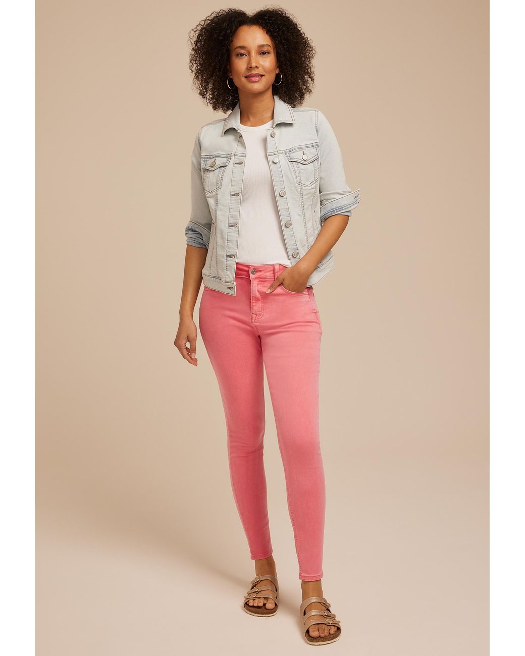 maurices Jeans High Rise Rose Of Sharon Color Jegging Denim in Natural ...