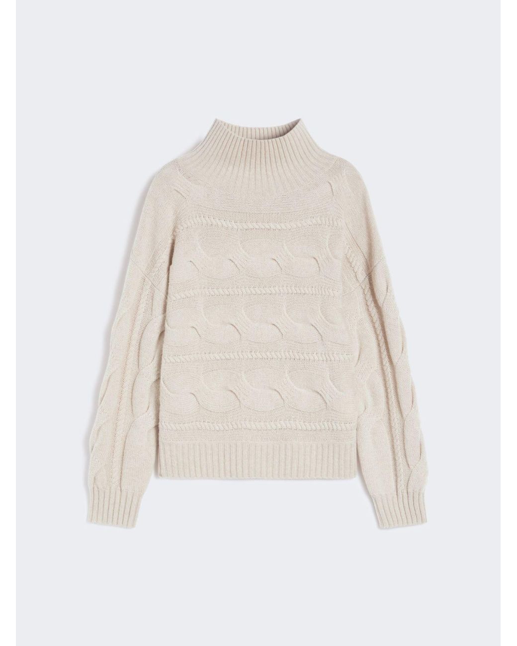Max Mara Wool And Cashmere Cable-Knit Sweater in White | Lyst