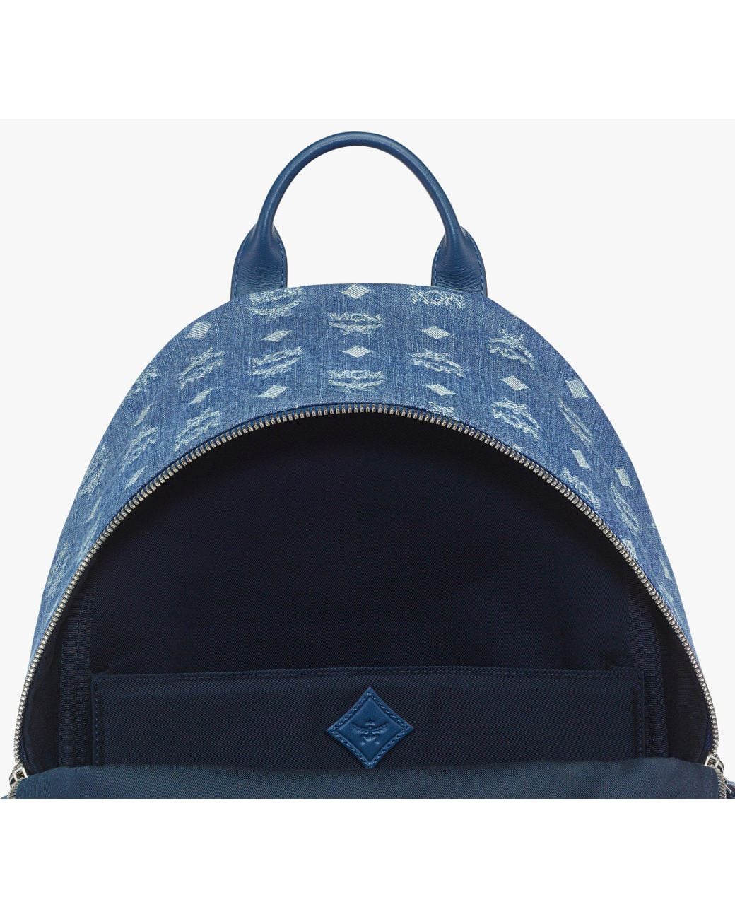 MCM Stark Backpack In Monogram Denim Jacquard in Blue for Men | Lyst