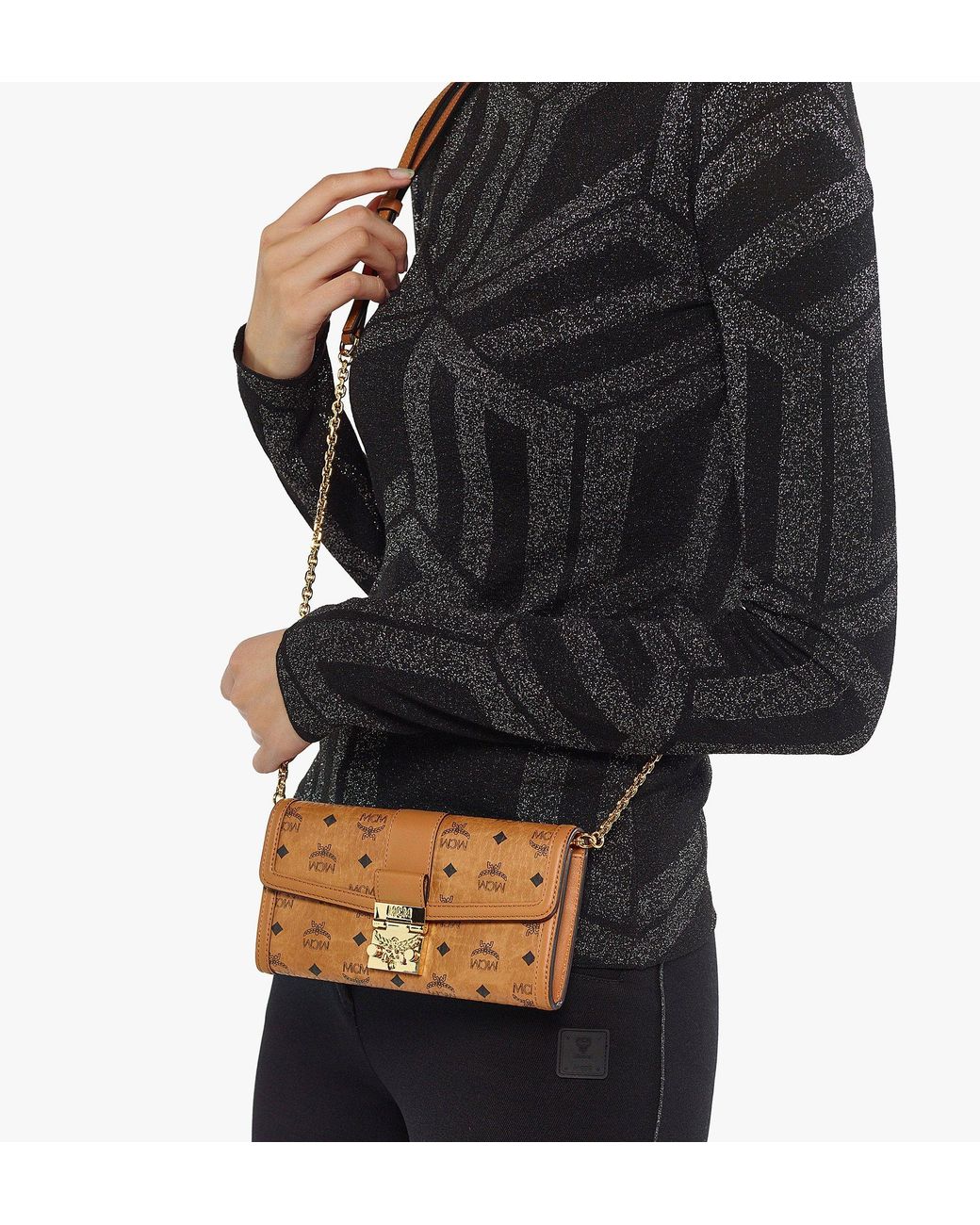 MCM Tracy Wallet On Chain In Visetos in Natural | Lyst