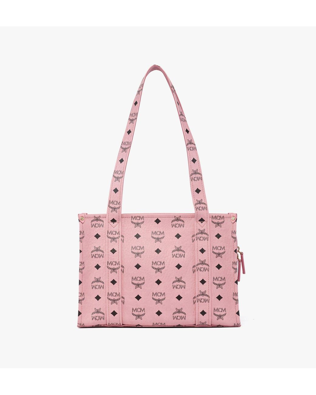 MCM Aren School Bag Tote In Visetos in Pink | Lyst