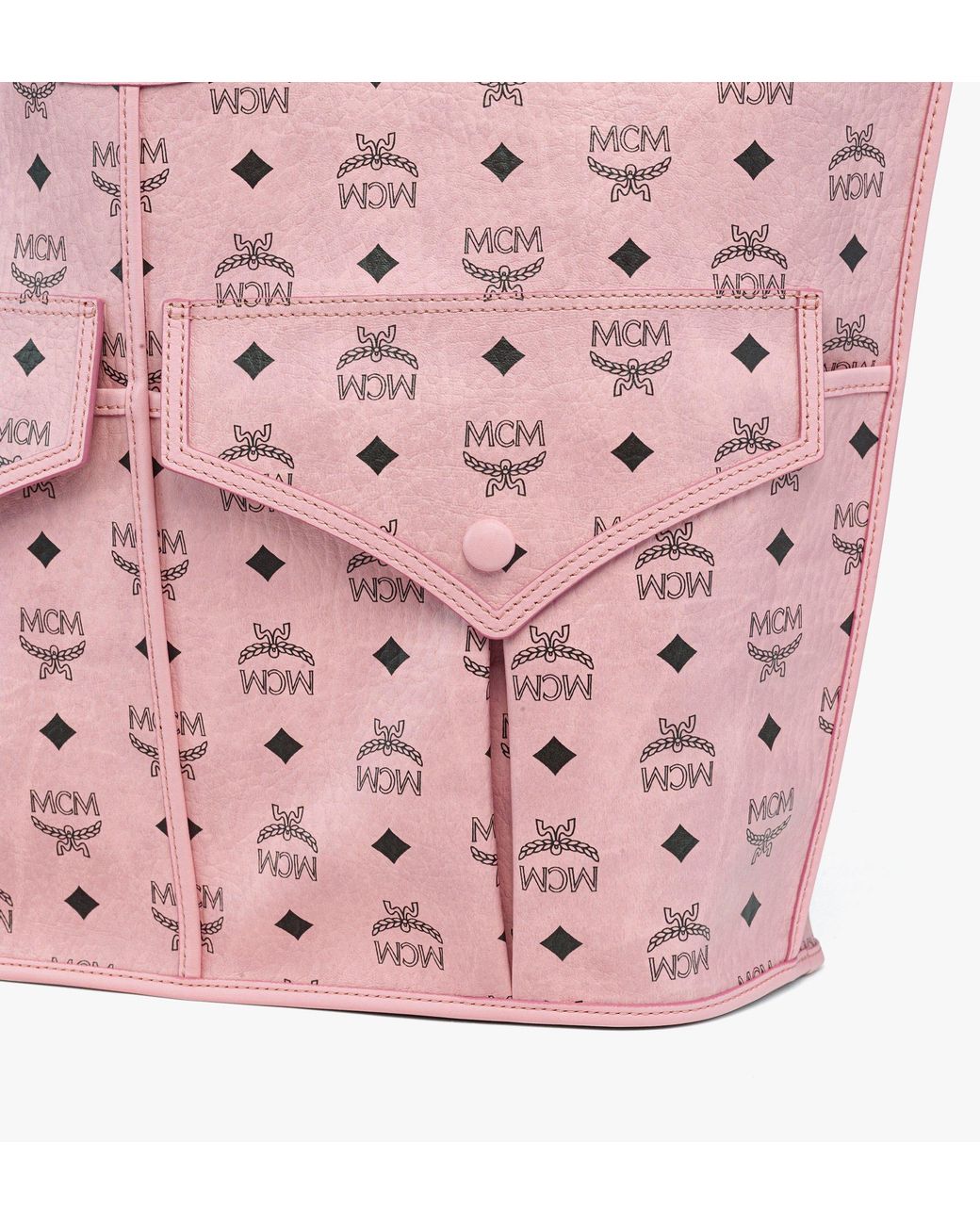 MCM Leni Shopper In Visetos in Pink | Lyst