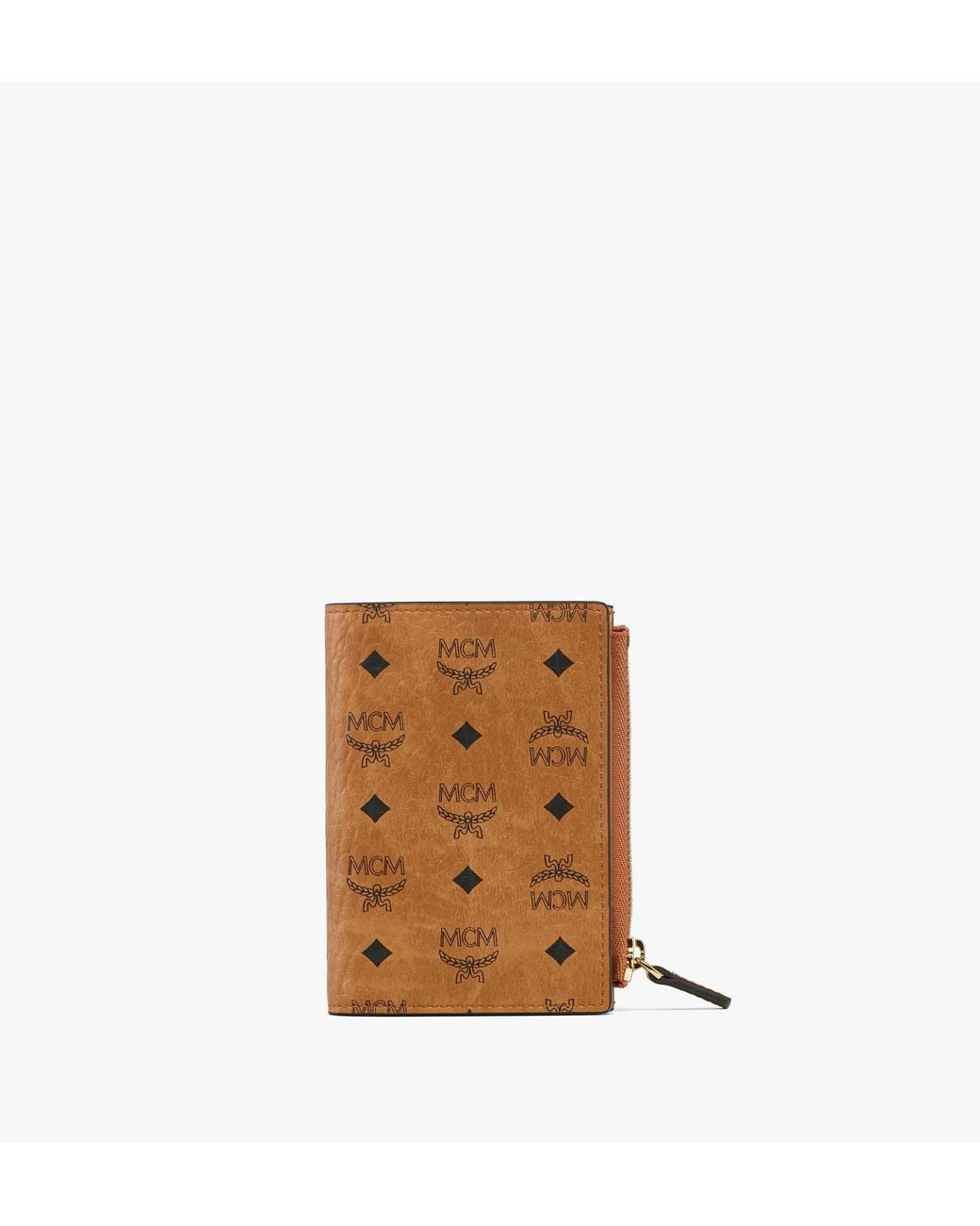 MCM Bifold Zip Card Wallet In Visetos Original in Brown for Men | Lyst