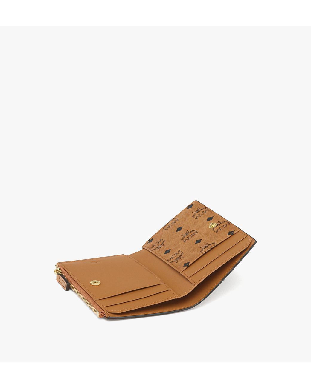 MCM Bifold Zip Card Wallet In Visetos Original in Brown for Men | Lyst