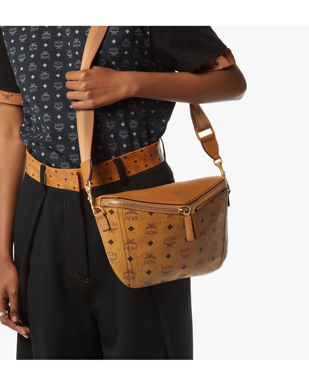 MCM Diamant 3d Crossbody In Visetos Leather Mix in Brown for Men | Lyst