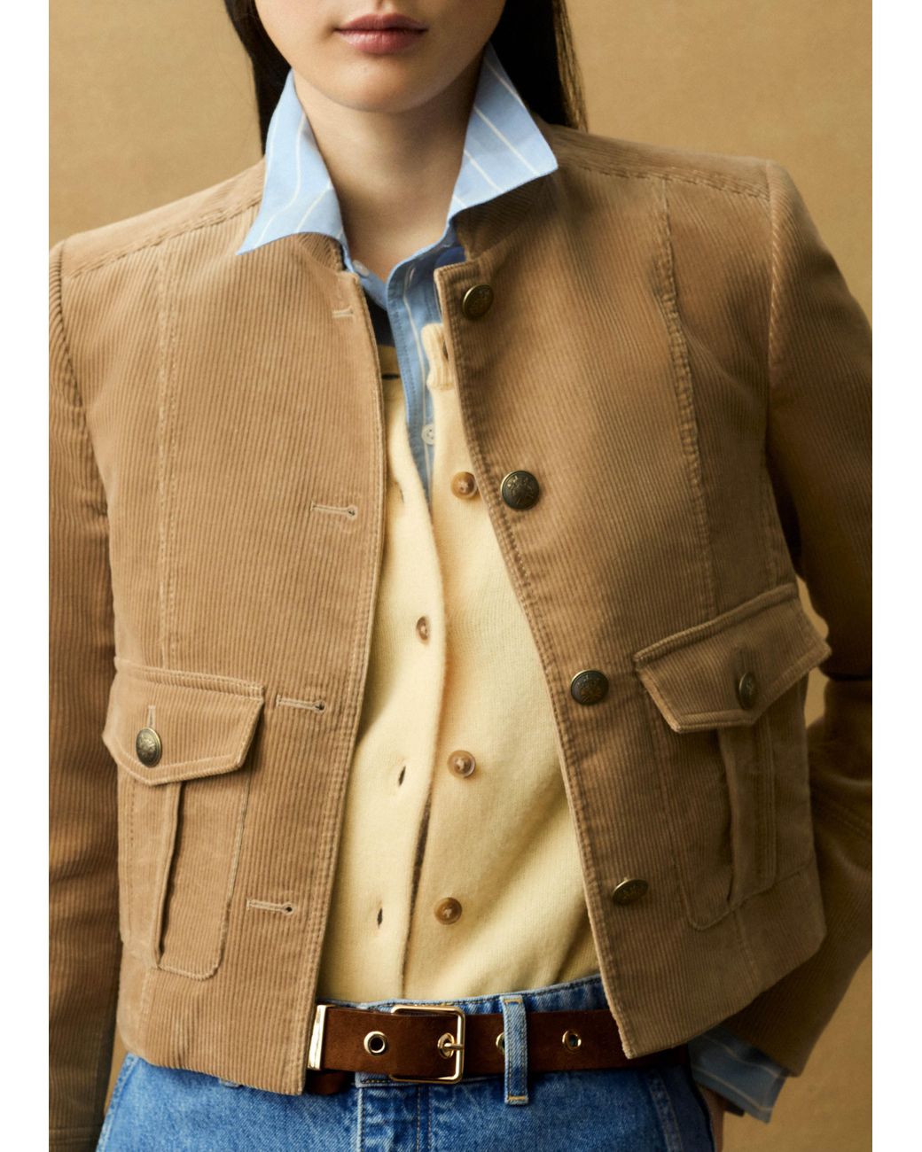 ME+EM Cord Military Crop Jacket in Natural | Lyst