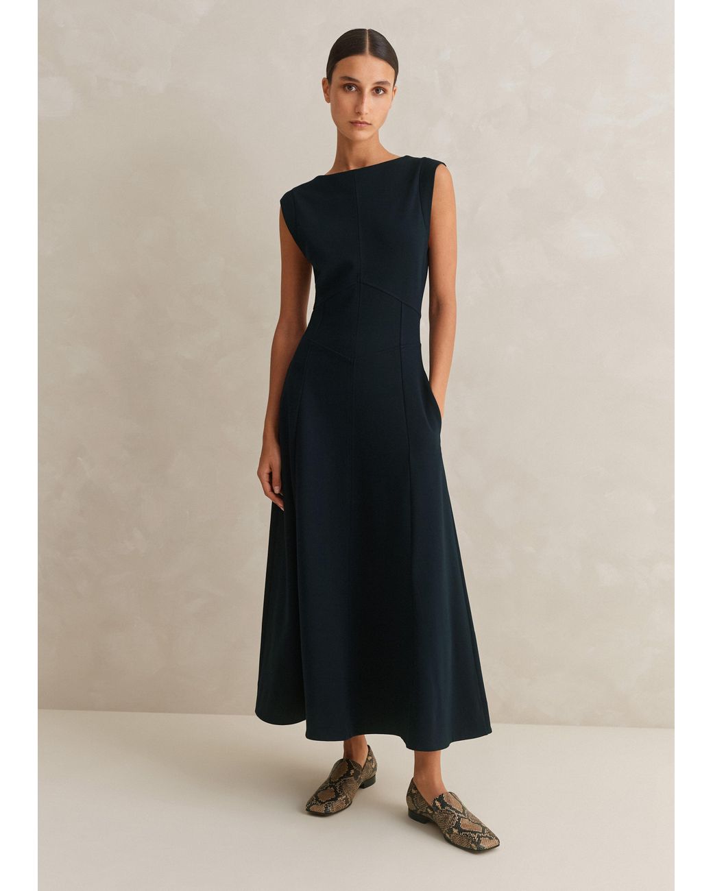 ME+EM Travel Tailoring Boat Neck Midi Dress in Blue | Lyst