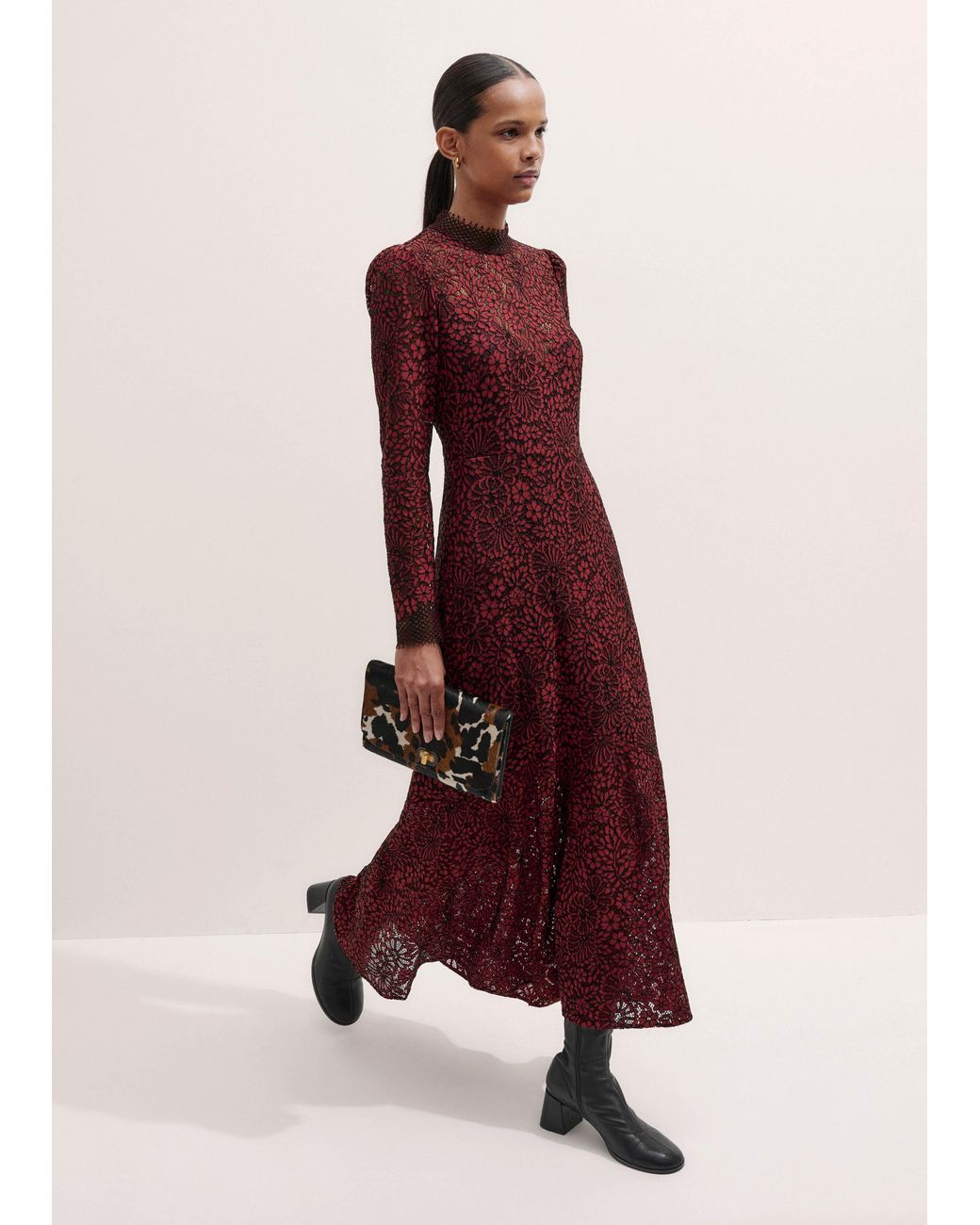 ME+EM Two-Tone Lace Maxi Dress in Red | Lyst UK