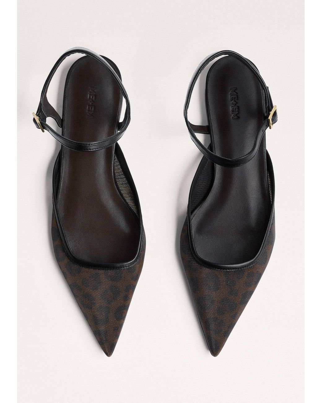 ME+EM Leopard Print Mesh Point-Toe Flats in Black | Lyst