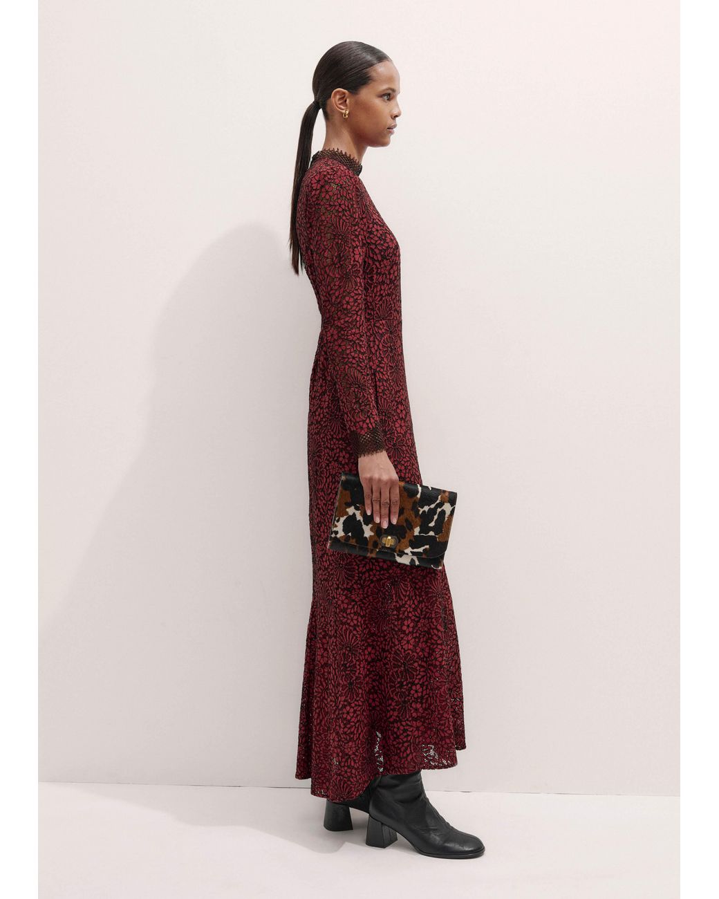 ME+EM Two-Tone Lace Maxi Dress in Red | Lyst UK