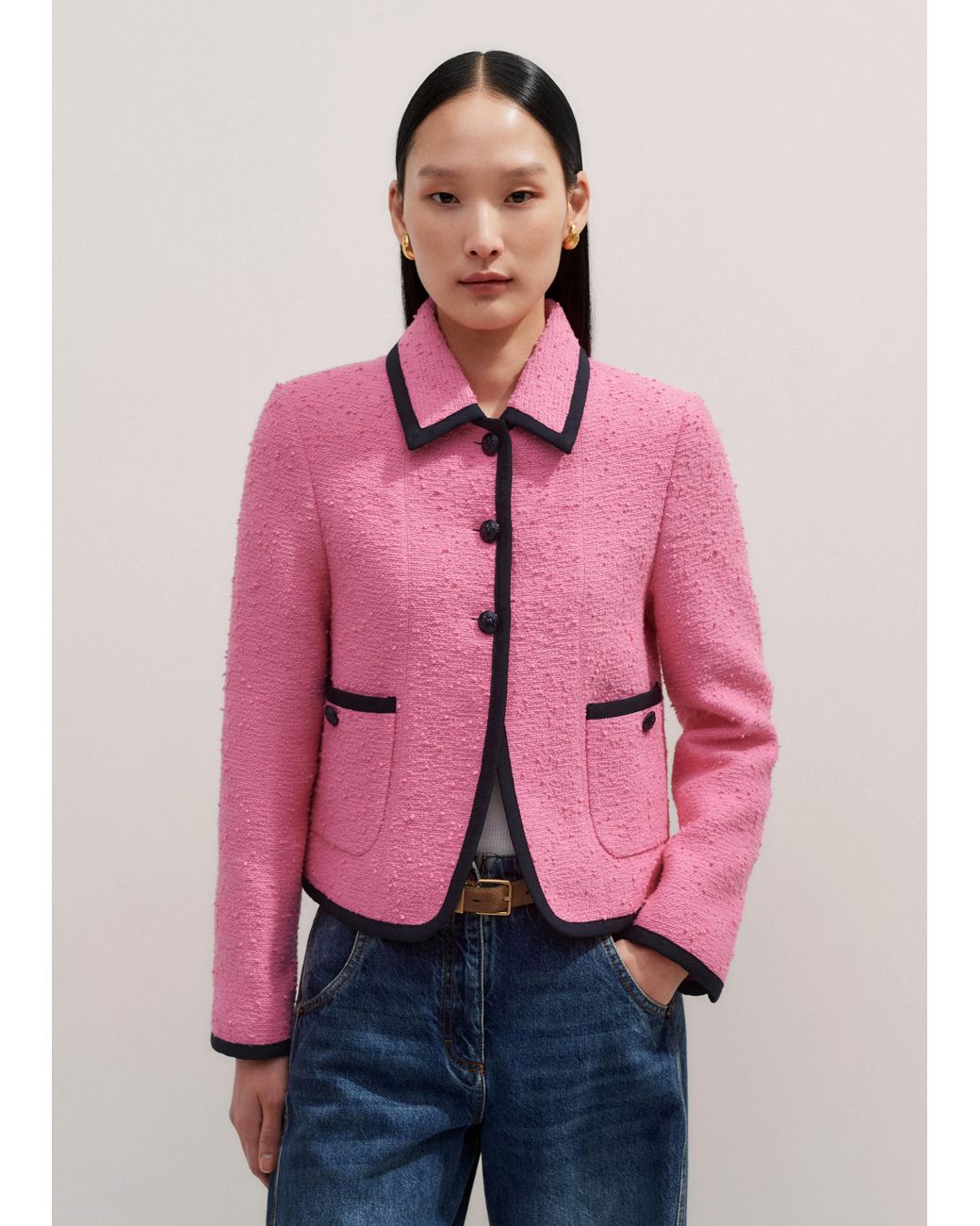 ME+EM Contrast Bound Crop Jacket in Pink | Lyst
