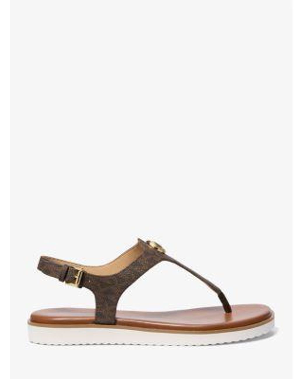 MICHAEL Michael Kors Val Signature Logo Thong Sandal in Natural | Lyst UK