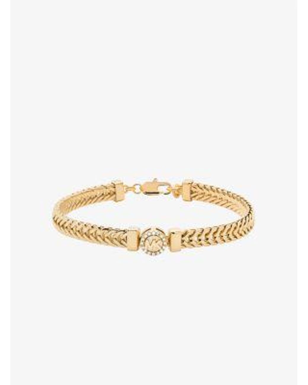 Michael Kors Pavé Logo Foxtail Chain Bracelet in White | Lyst