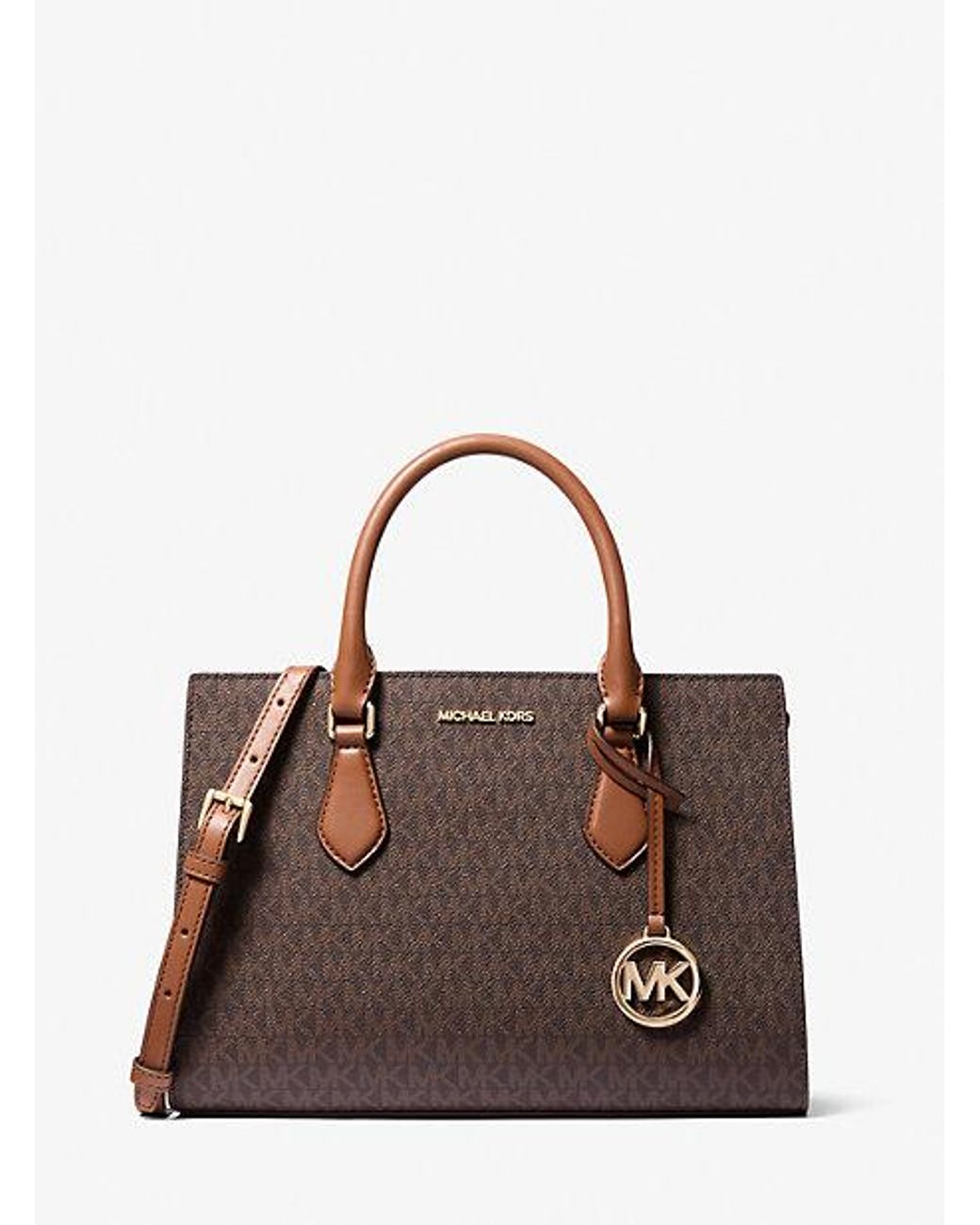 Michael Kors Sheila Medium Logo Satchel in Brown | Lyst Canada