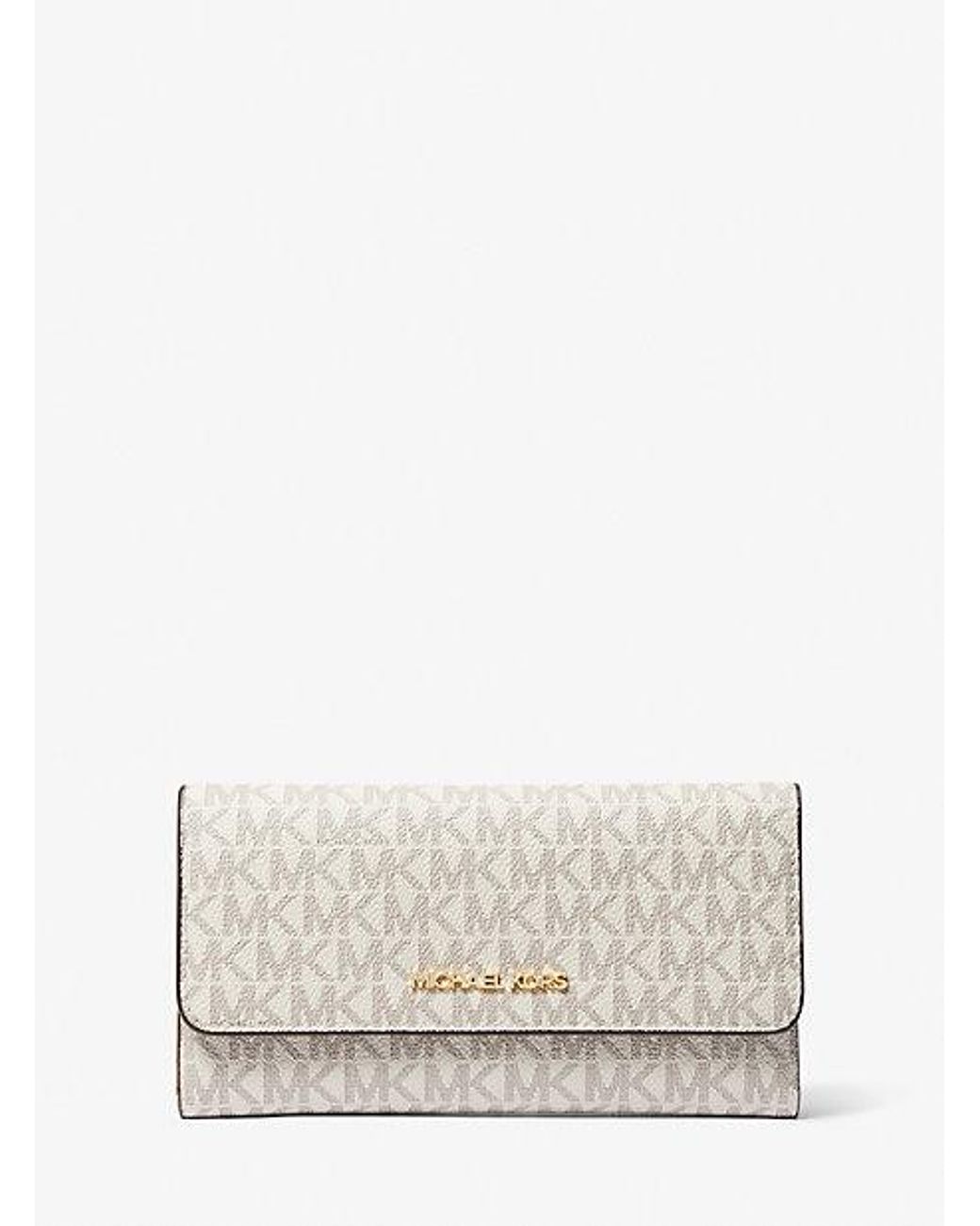 Michael Kors Jet Set Large Logo Trifold Wallet in White | Lyst