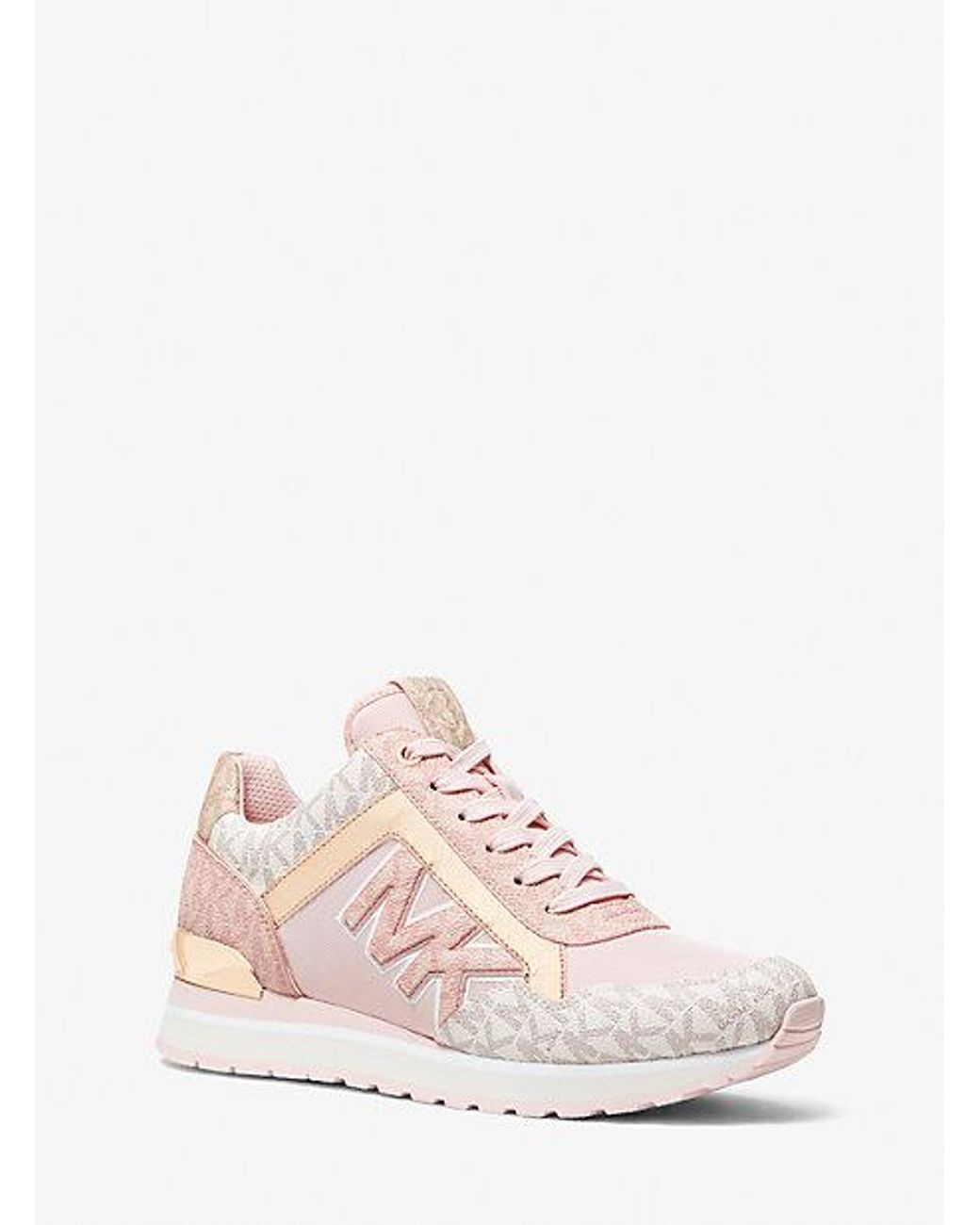 Michael Kors Maddy Two-tone Logo And Mesh Trainer in Pink | Lyst