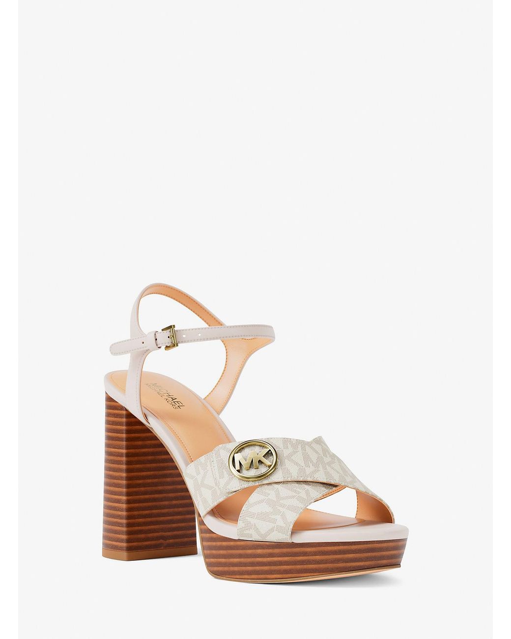 Michael Kors Outlet Mk Hannah Signature Logo Platform Sandal in Pink ...