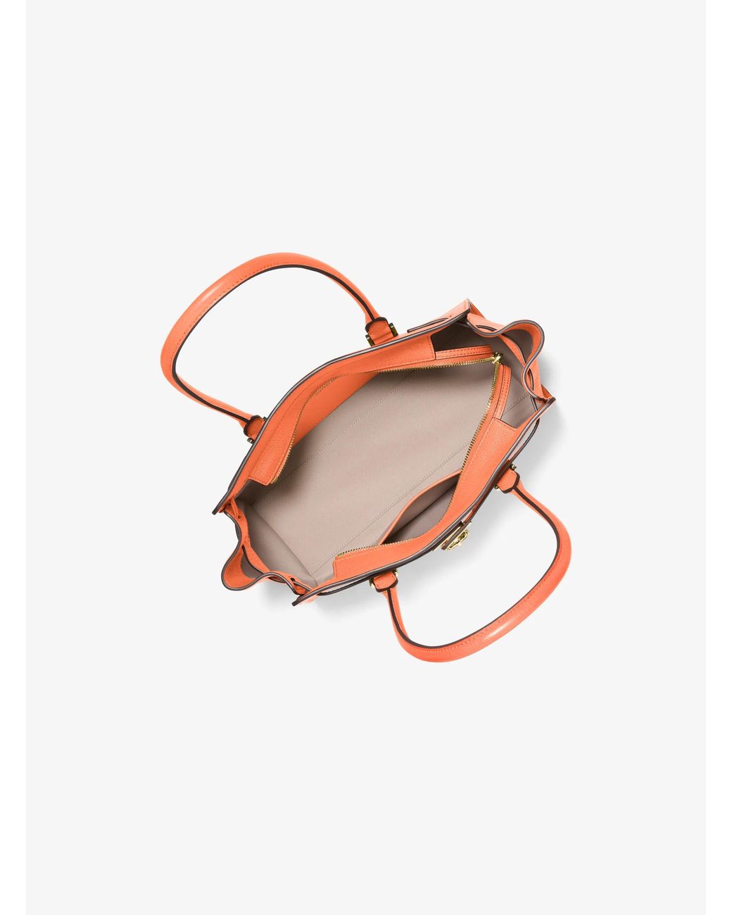 Michael Kors Mk Hamilton Moderne Small Leather Satchel in Orange | Lyst