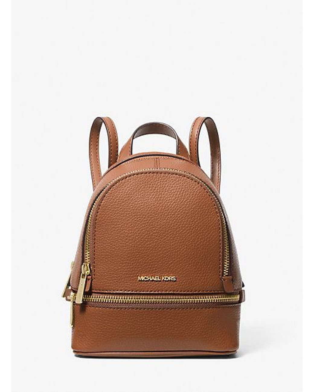 Michael Kors Rhea Extra-Small Pebbled Leather Backpack in Brown | Lyst