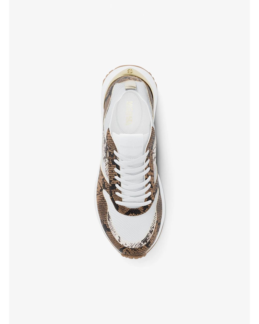 Michael Kors Jesse Stretch Knit And Snake Embossed Trainer in White | Lyst