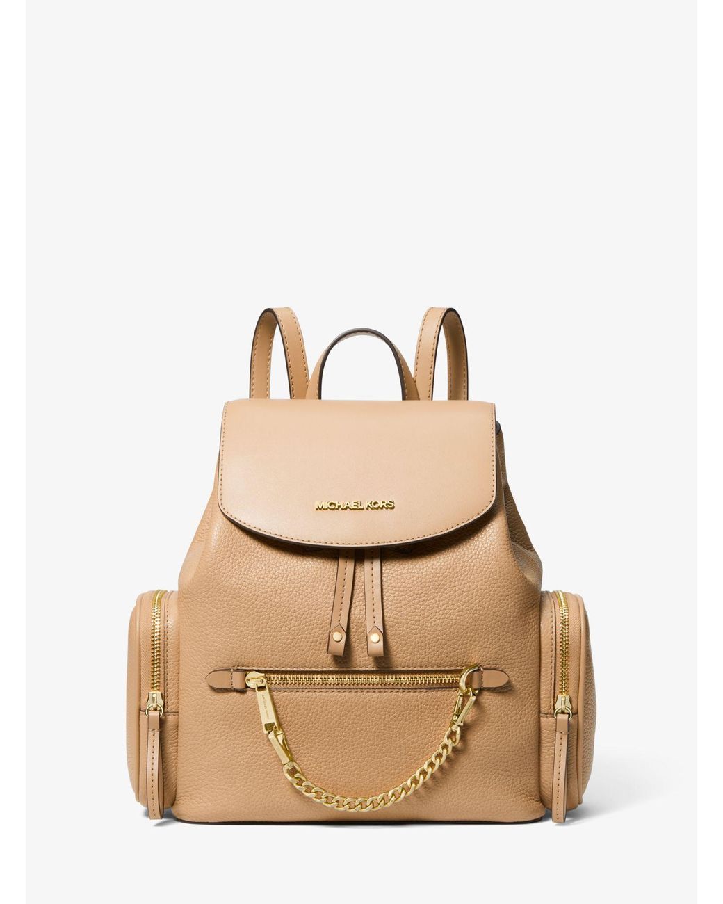 MICHAEL Michael Kors Jet Set Medium Pebbled Leather Backpack in Natural ...