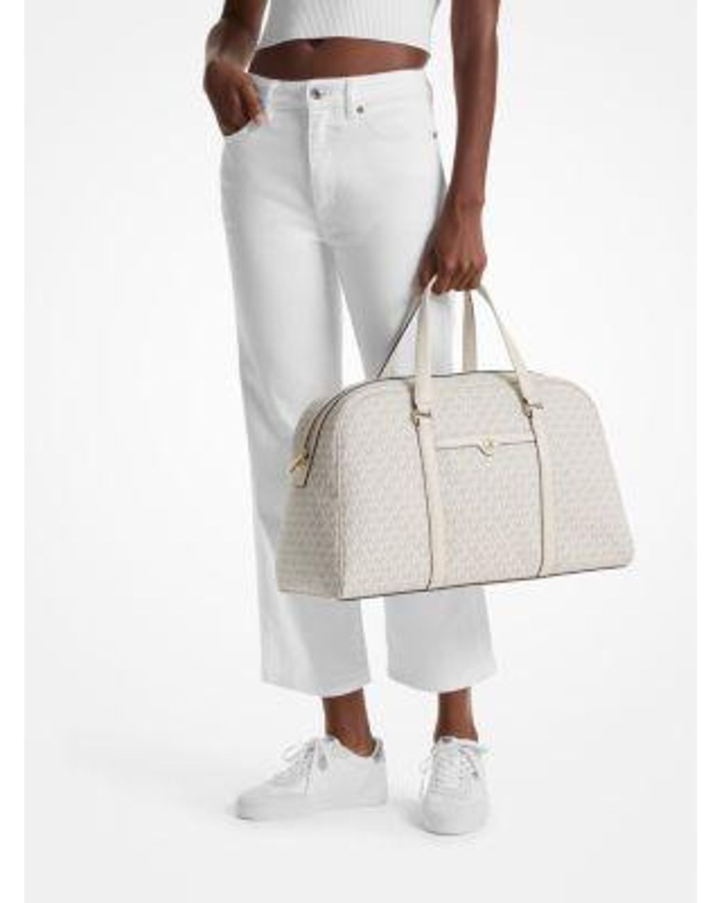 Michael Kors Jet Set Travel Extra-Large Signature Logo Weekender Bag in ...