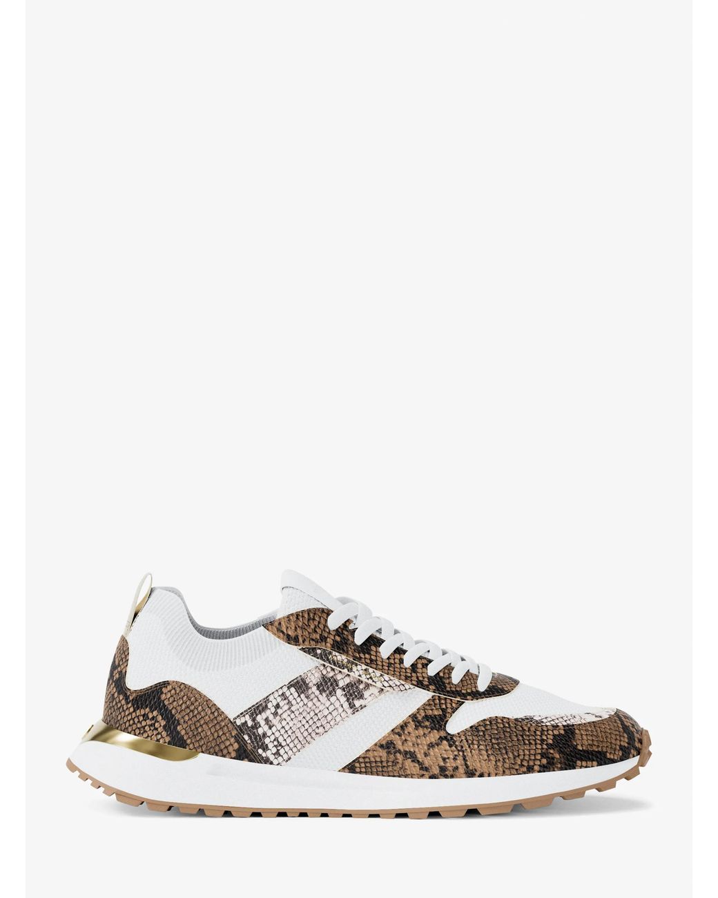 Michael Kors Jesse Stretch Knit And Snake Embossed Trainer in White | Lyst