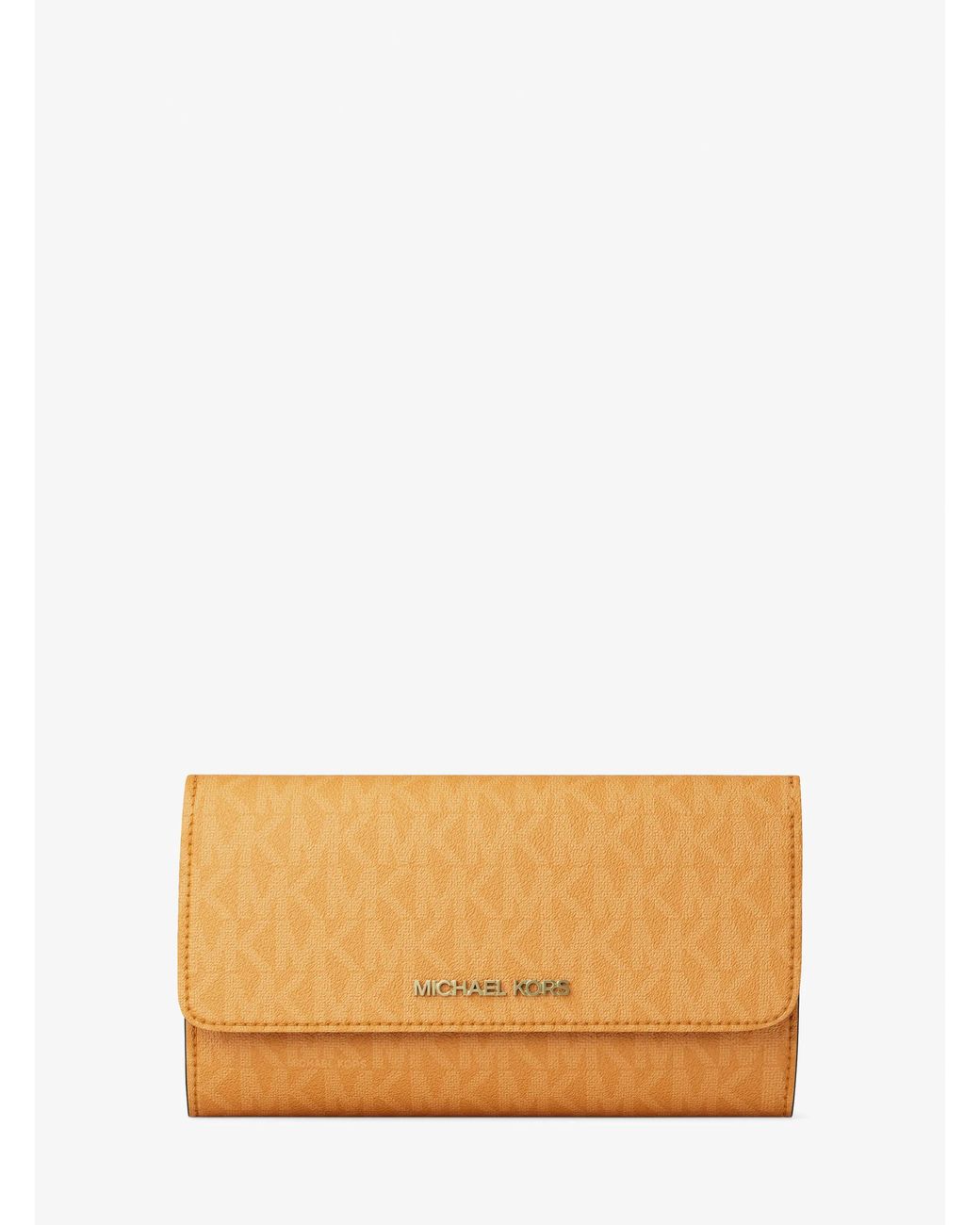 Michael Kors Jet Set Large Signature Logo Tri-Fold Wallet in Orange | Lyst