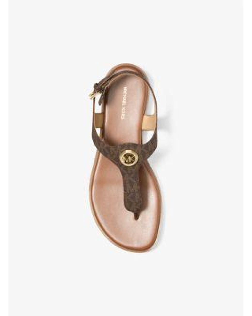 MICHAEL Michael Kors Val Signature Logo Thong Sandal in Natural | Lyst UK