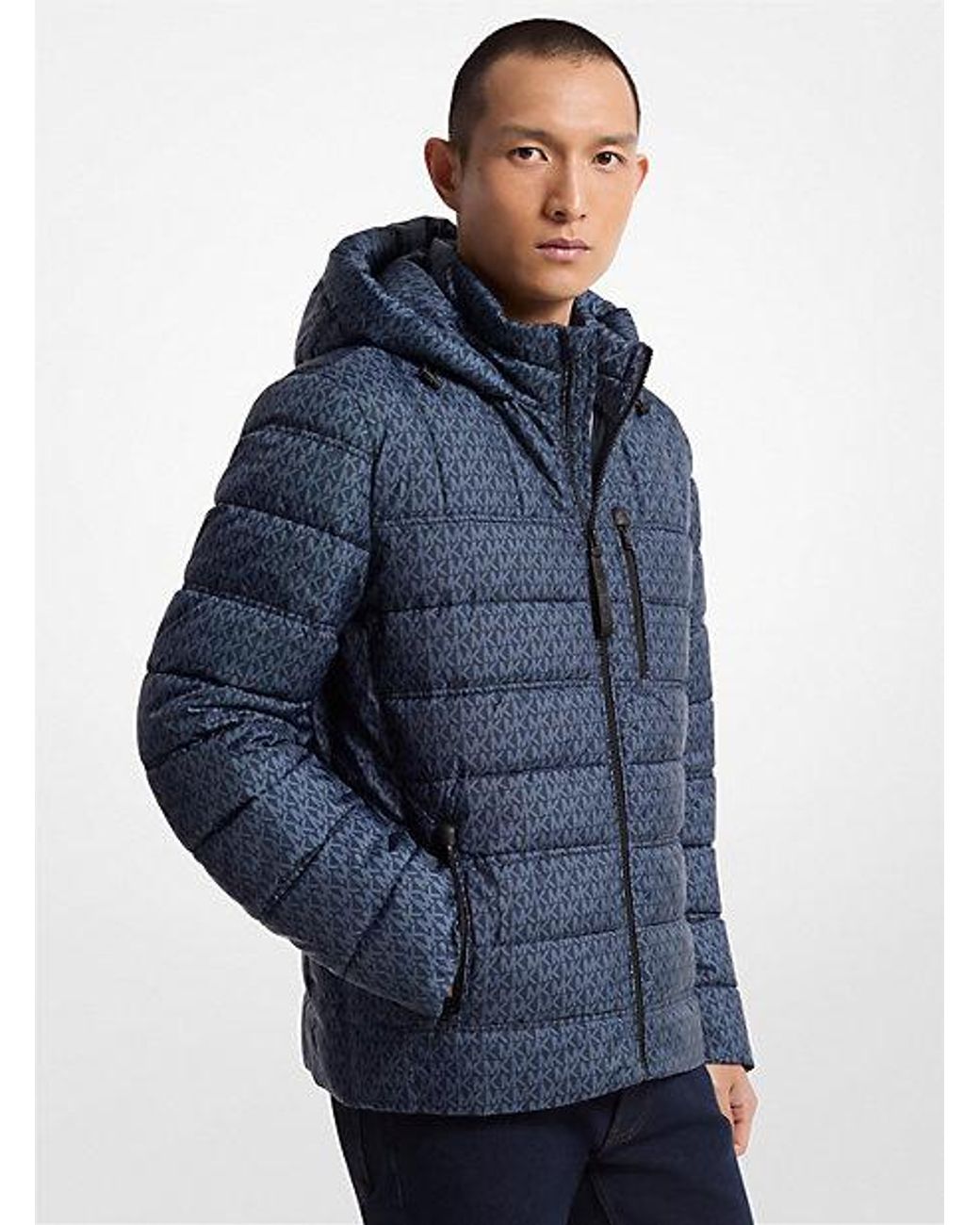 Michael Kors Signature Logo Puffer Jacket in Blue for Men | Lyst