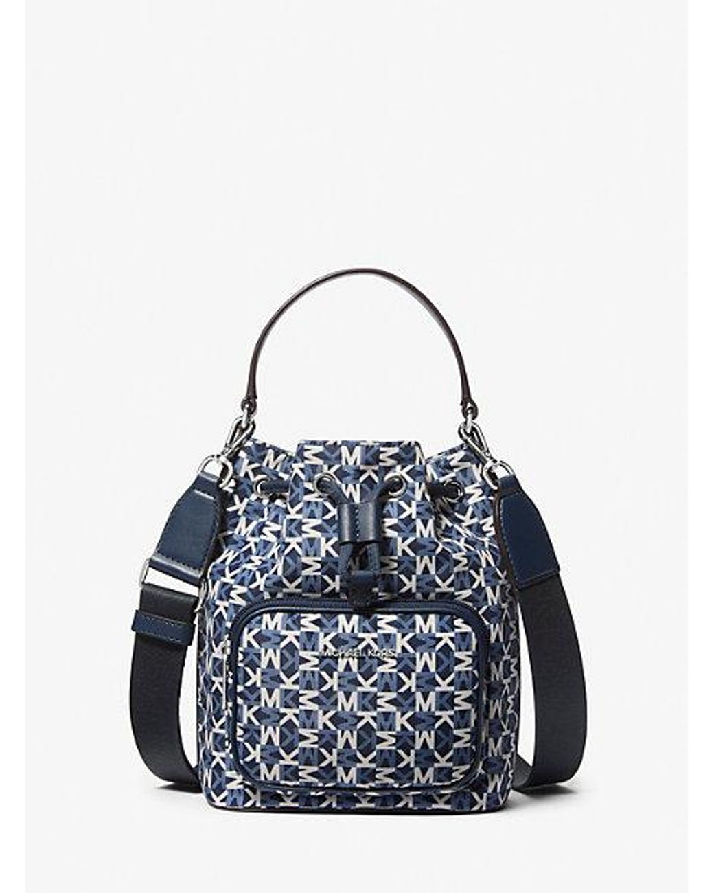 Michael Kors Khai Small Signature Logo Bucket Bag in Blue | Lyst