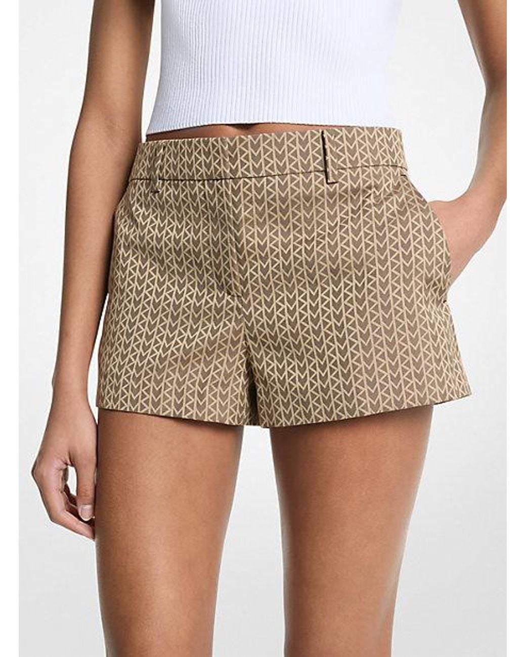 Michael Kors Mk2000 Logo Jacquard Shorts in Brown | Lyst