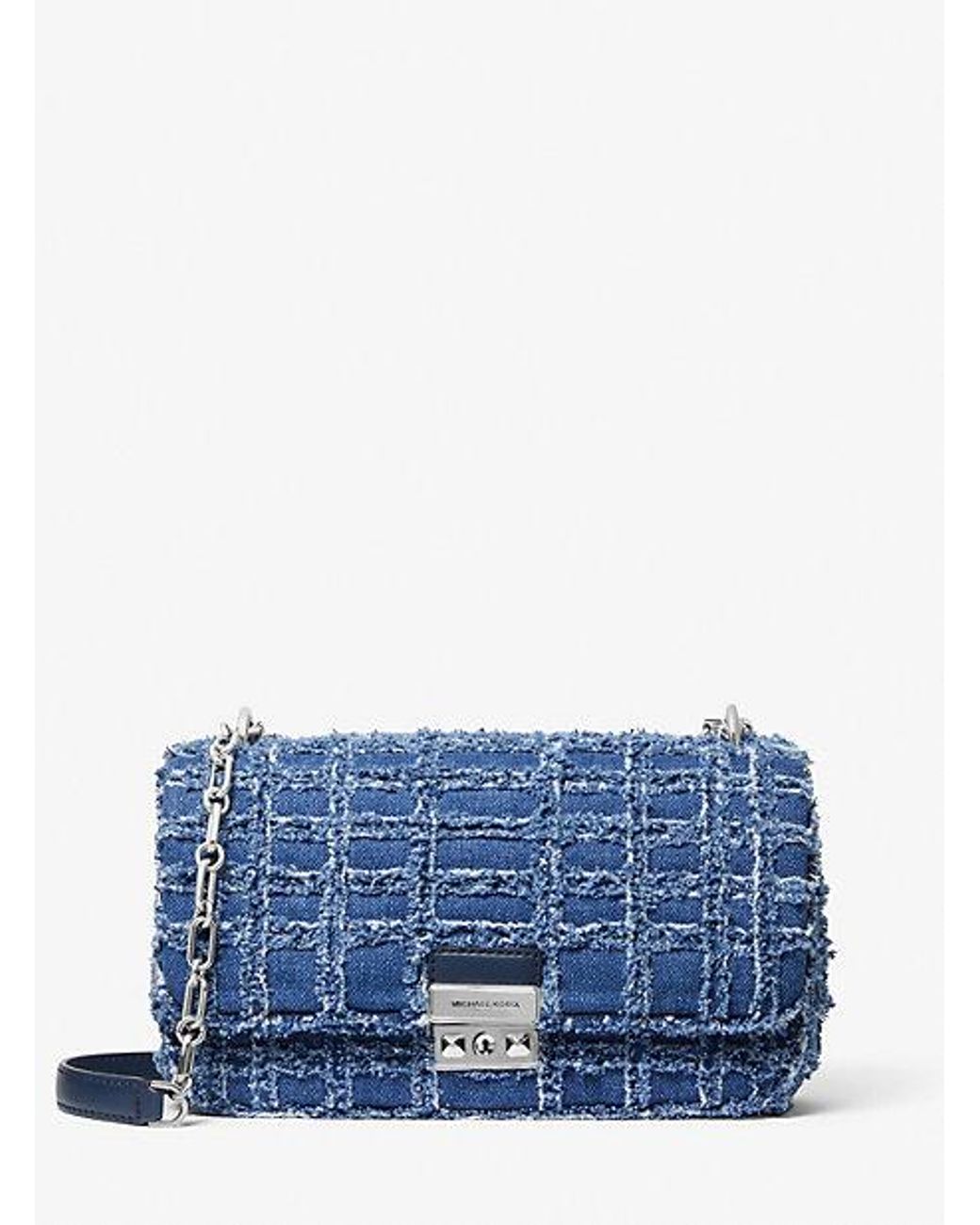 Michael Kors Mk Tribeca Large Frayed Denim Shoulder Bag in Blue Lyst Canada