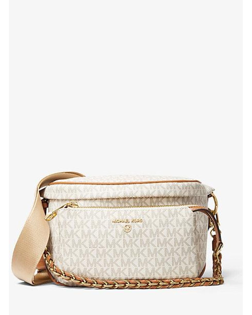 MICHAEL Michael Kors Mk Slater Medium Logo Sling Pack in Natural | Lyst