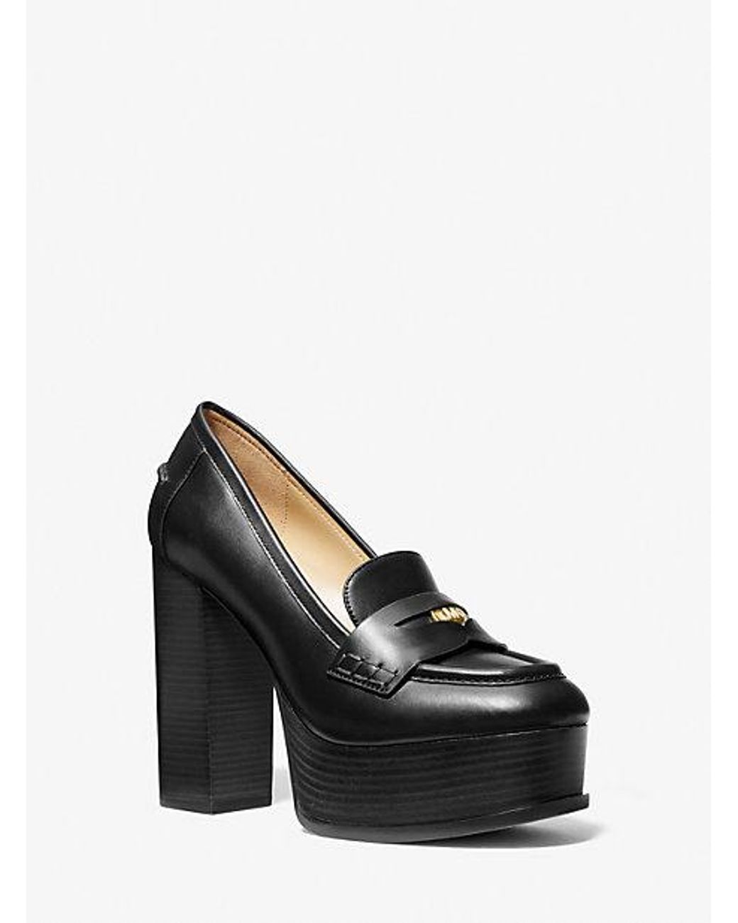 MICHAEL Michael Kors Mk Eden Leather Platform Loafer in Black | Lyst