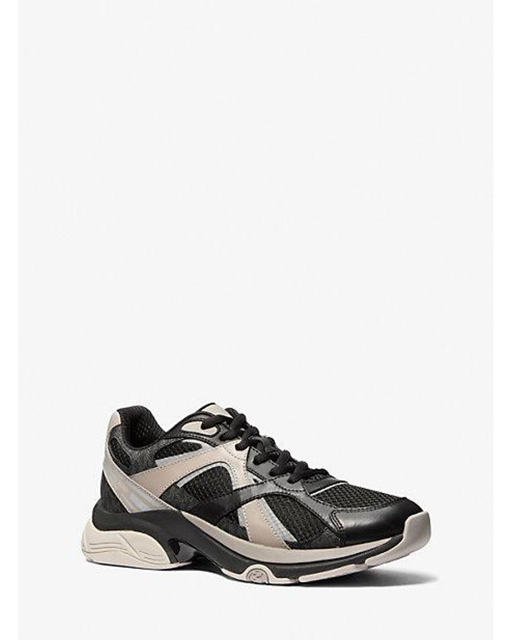 Michael Kors Mk Leo Mixed-Media Trainer in White for Men | Lyst