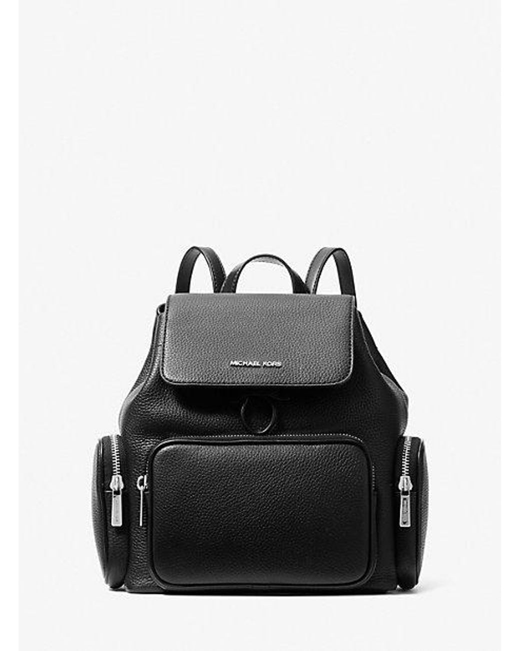 Michael Kors Merritt Small Pebbled Leather Cargo Backpack in Black | Lyst