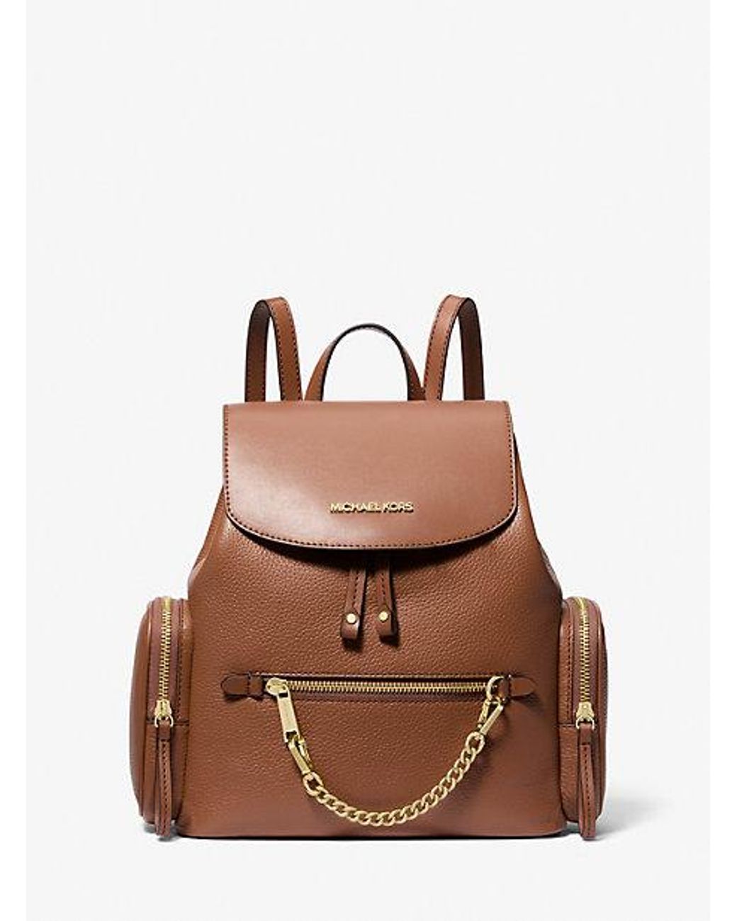 Michael Kors Outlet Mk Jet Set Medium Pebbled Leather Backpack in Brown ...