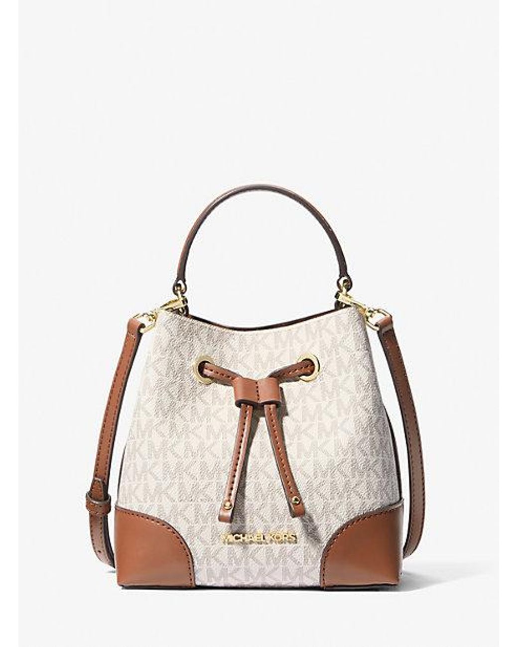 Michael Kors Mercer Small Logo Bucket Bag in Natural | Lyst