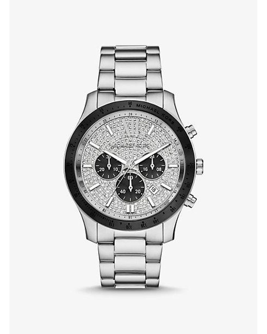 Michael Kors Oversized Berkley Pavé-Tone Watch in Gray for Men | Lyst
