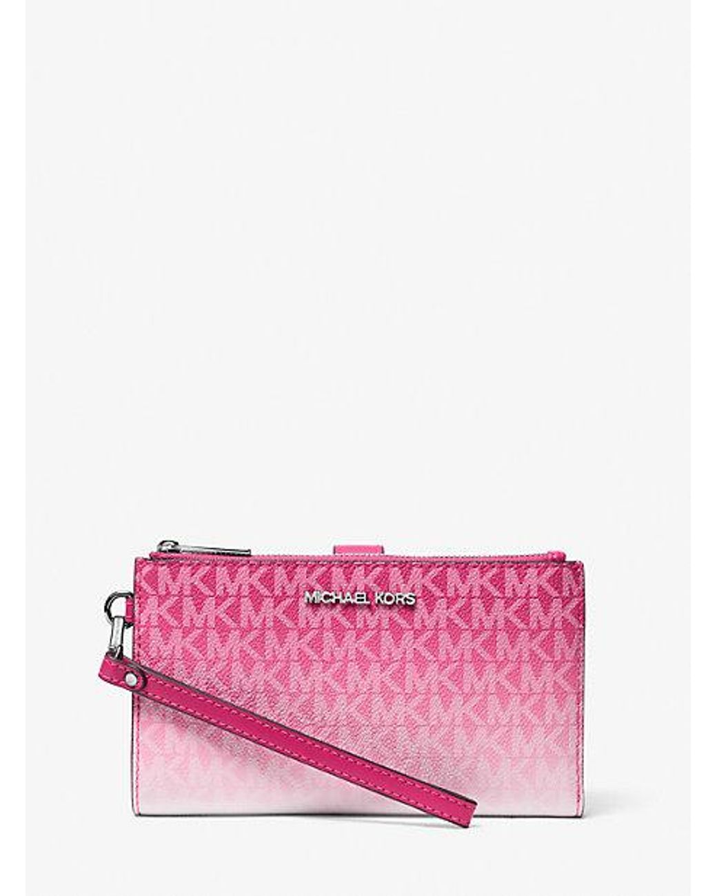 Michael Kors Jet Set Large Ombré Signature Logo Wristlet in Pink | Lyst