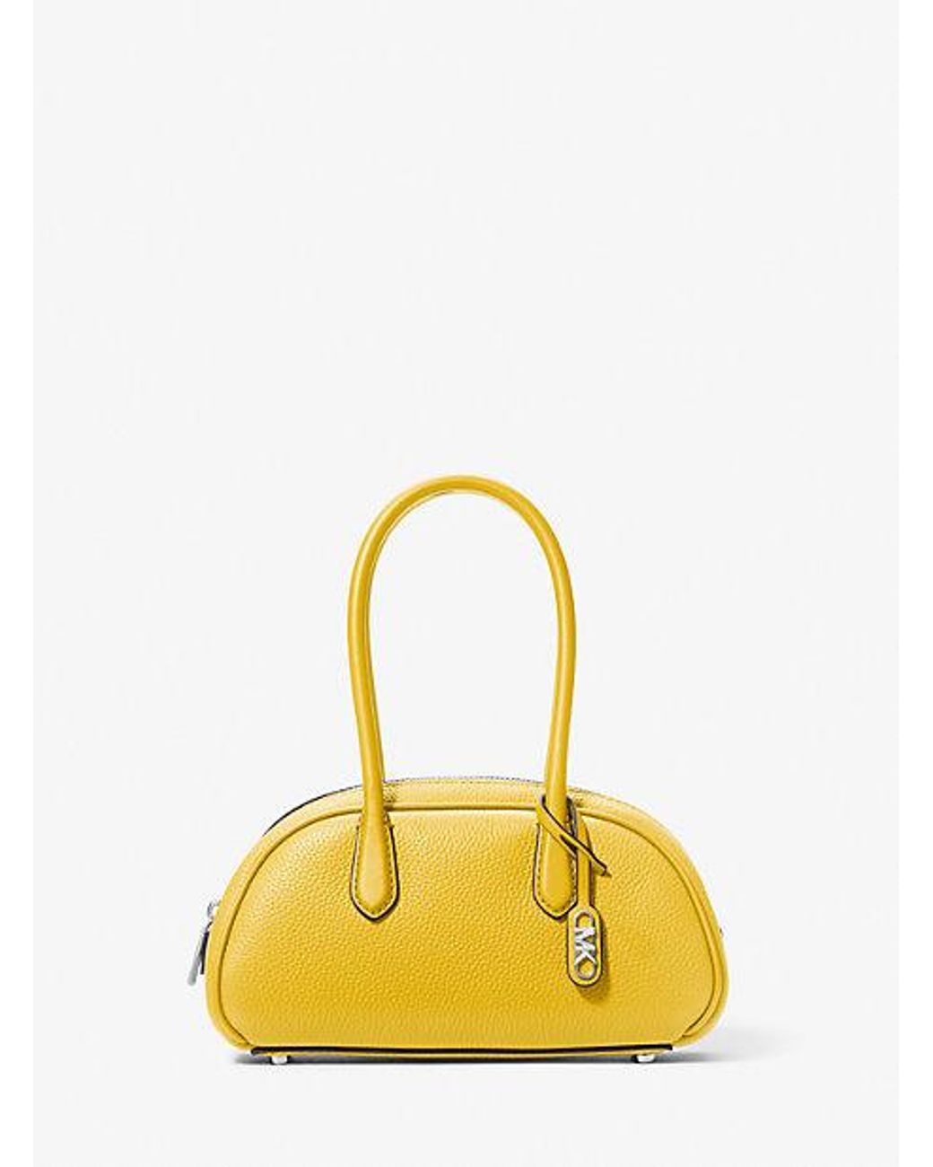 Michael Kors Mk Lulu Small Pebbled Leather Satchel in Yellow | Lyst